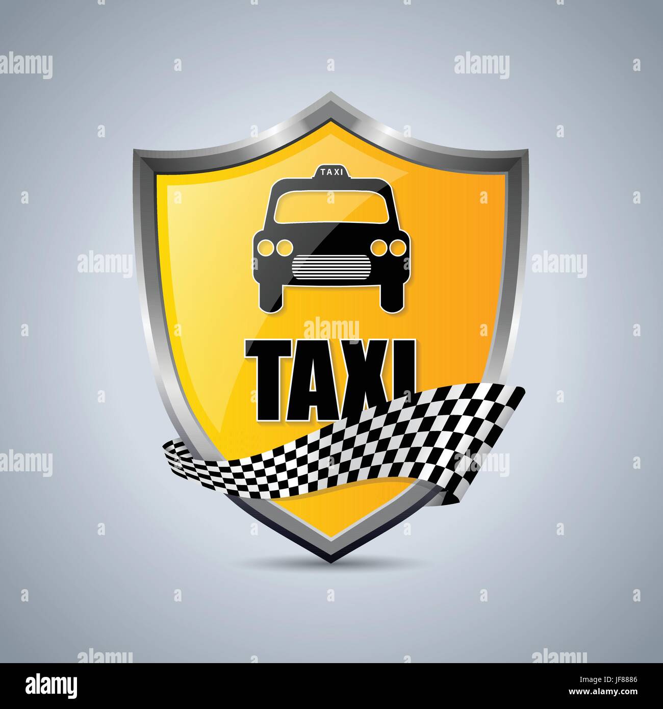 Taxi shield badge with checkered ribbon Stock Vector Image & Art - Alamy