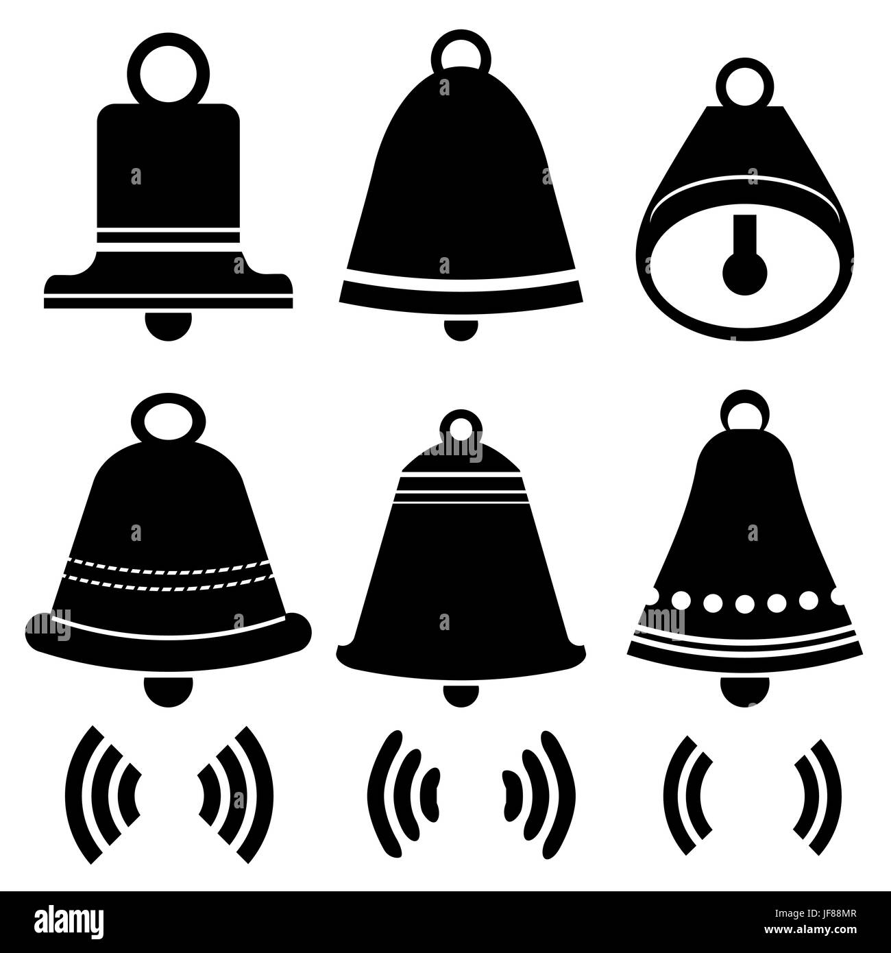 Bell Silhouettes Icons Isolated on White Background Stock Vector Image ...