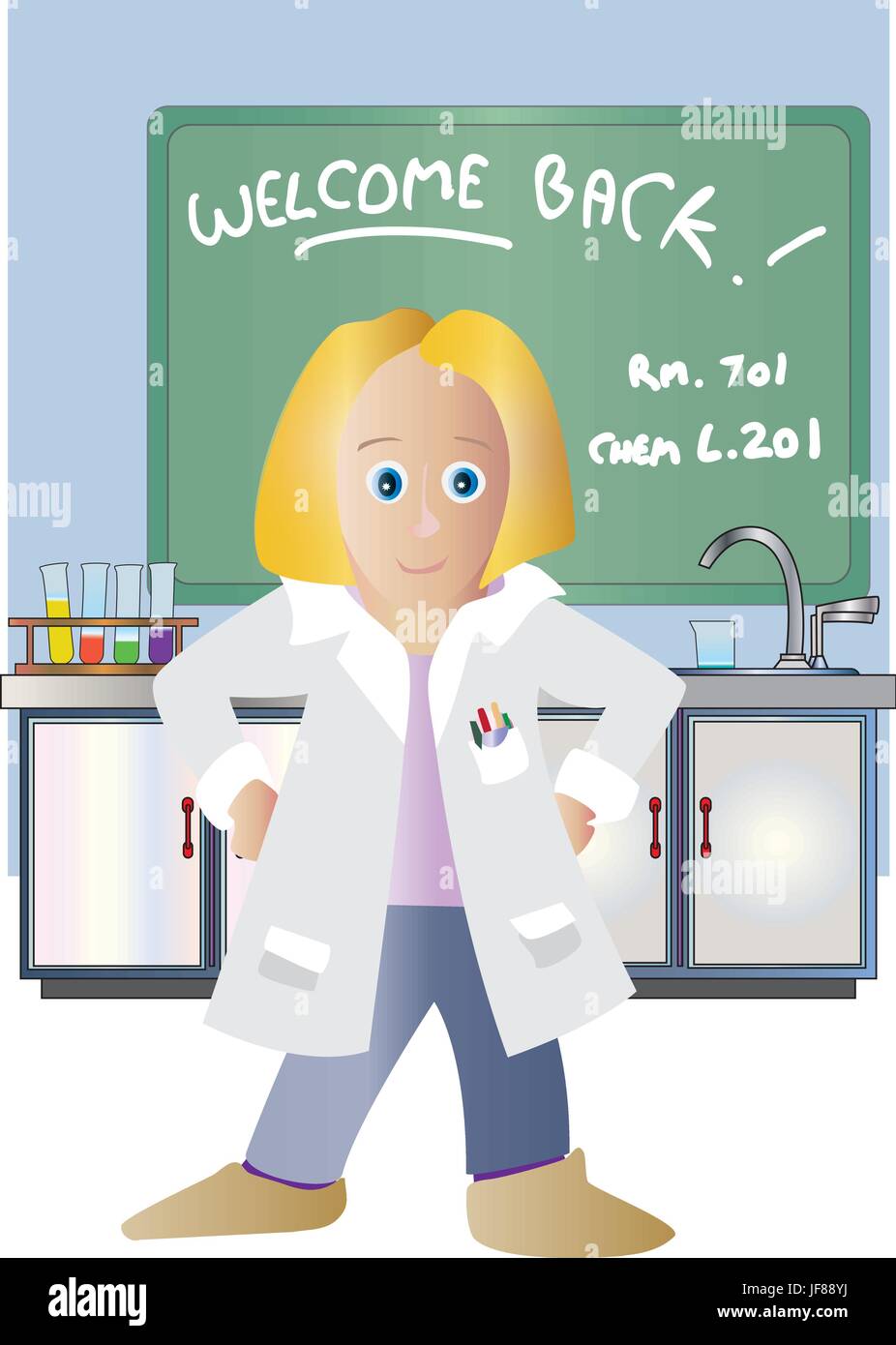 Science teacher welcoming students Stock Vector Image & Art - Alamy