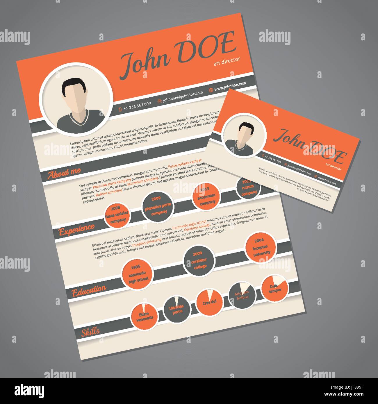 Resume cv template with business card Stock Vector Image & Art - Alamy