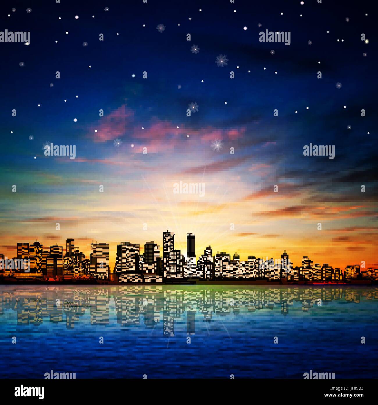 abstract background with panorama of vancouver and sunset Stock Vector ...