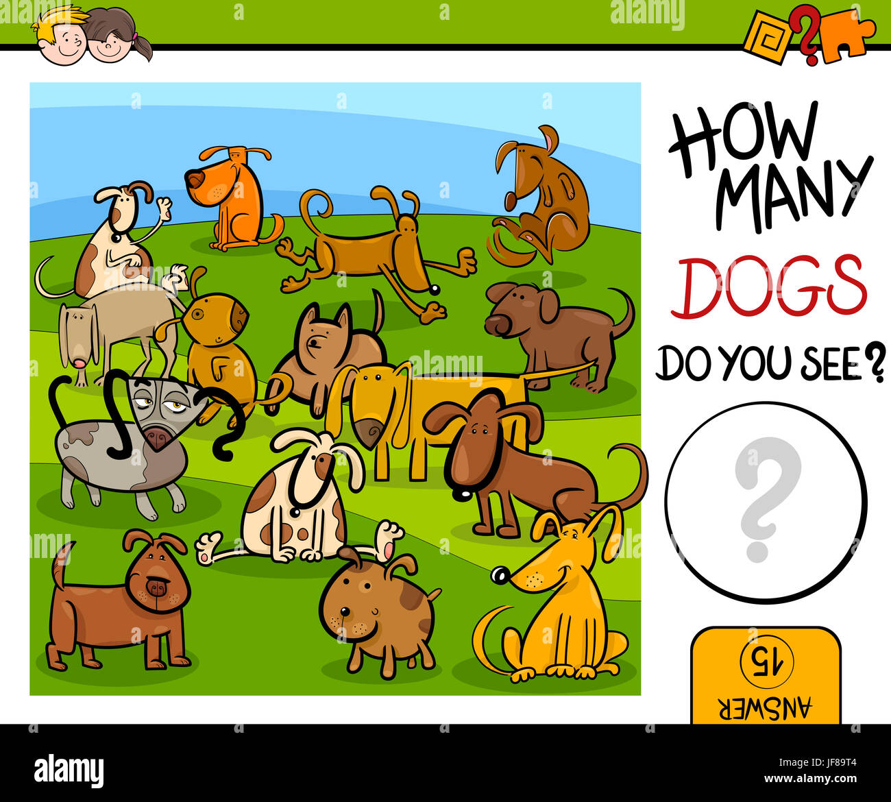 counting game with cute dogs Stock Photo - Alamy