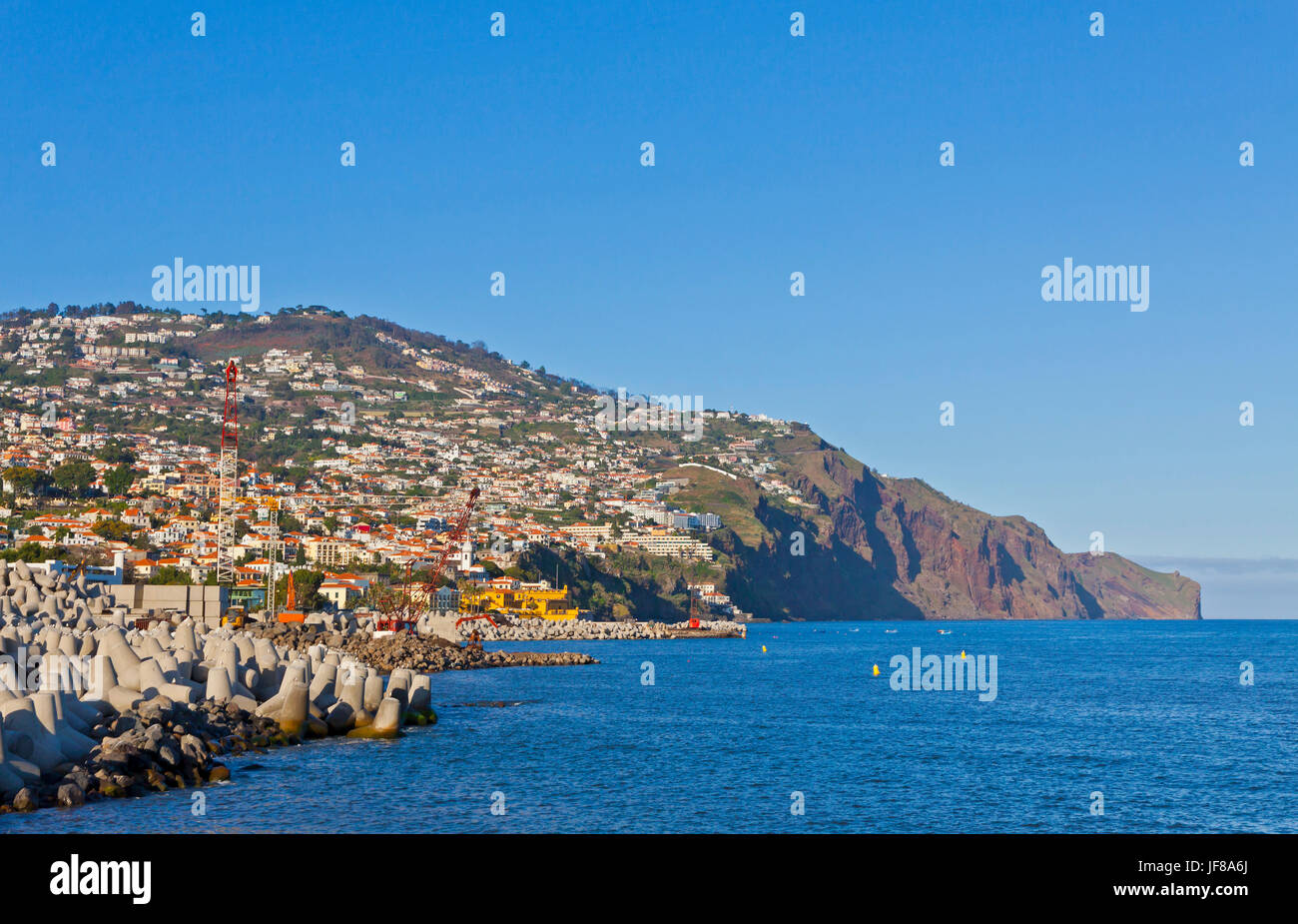 Picturesque scenic view of Funchal city with Atlantic ocean coast ...