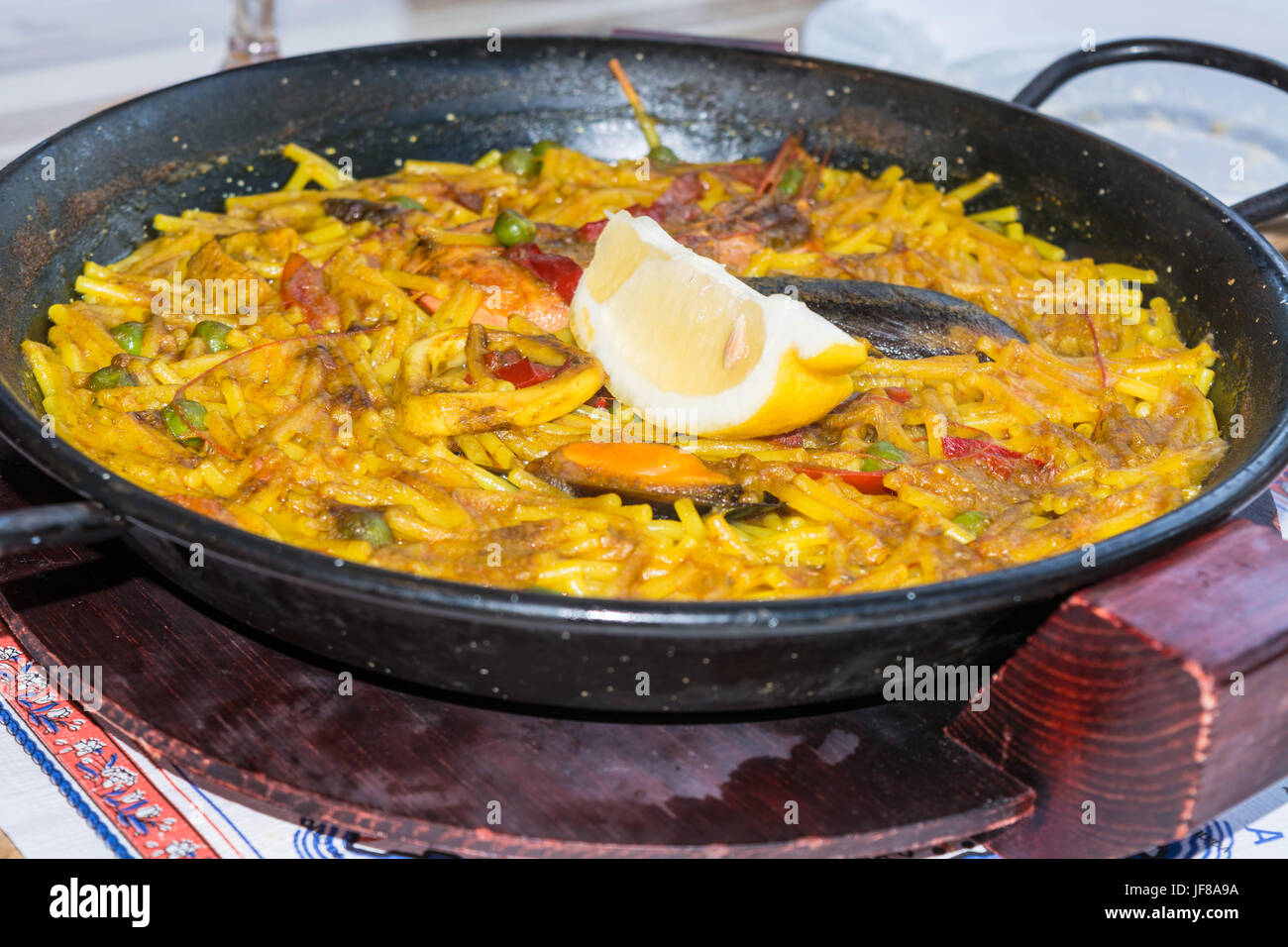 Valencia paella with seafood Stock Photo - Alamy