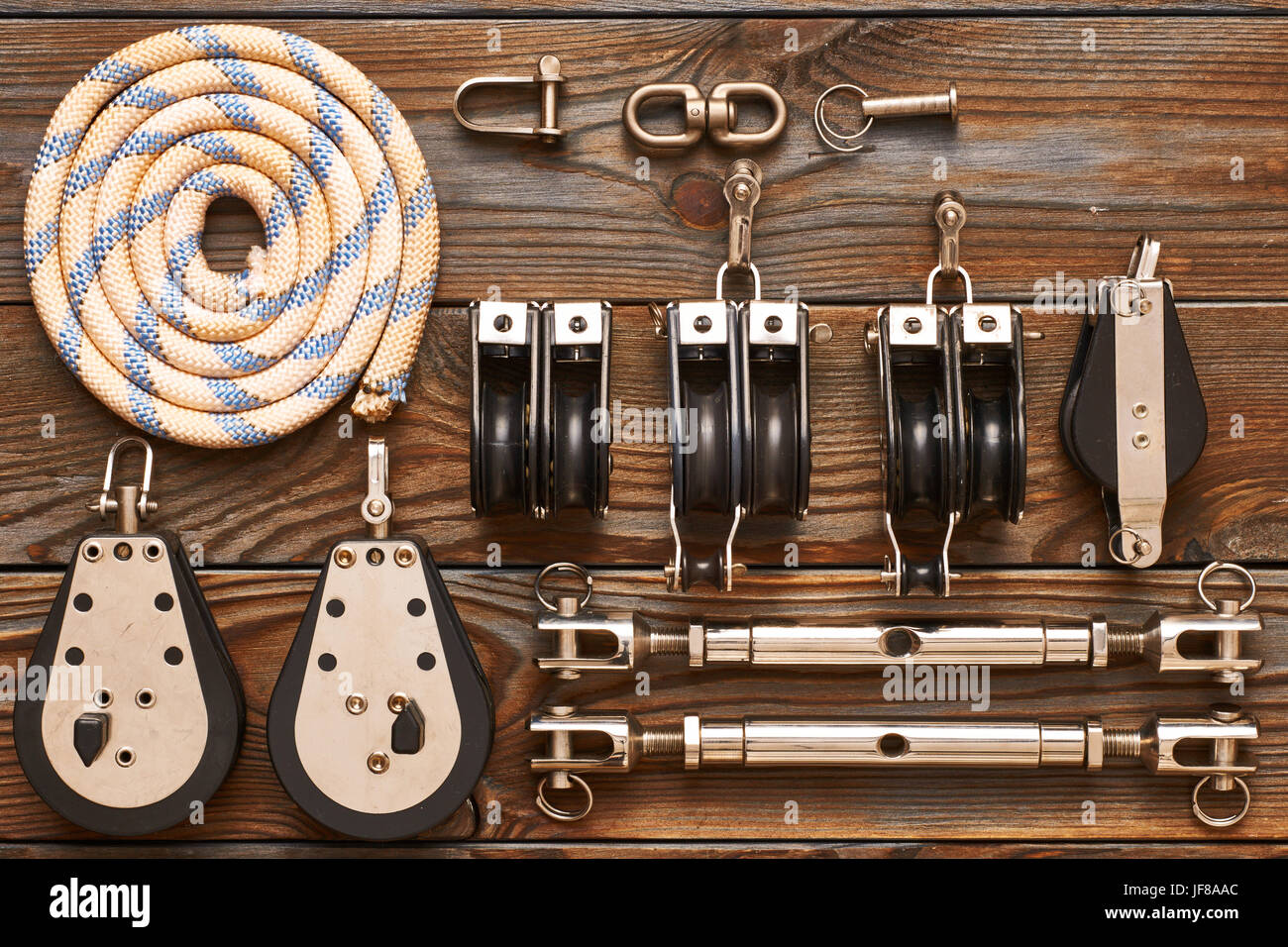 Sailing yacht rigging equipment Stock Photo - Alamy