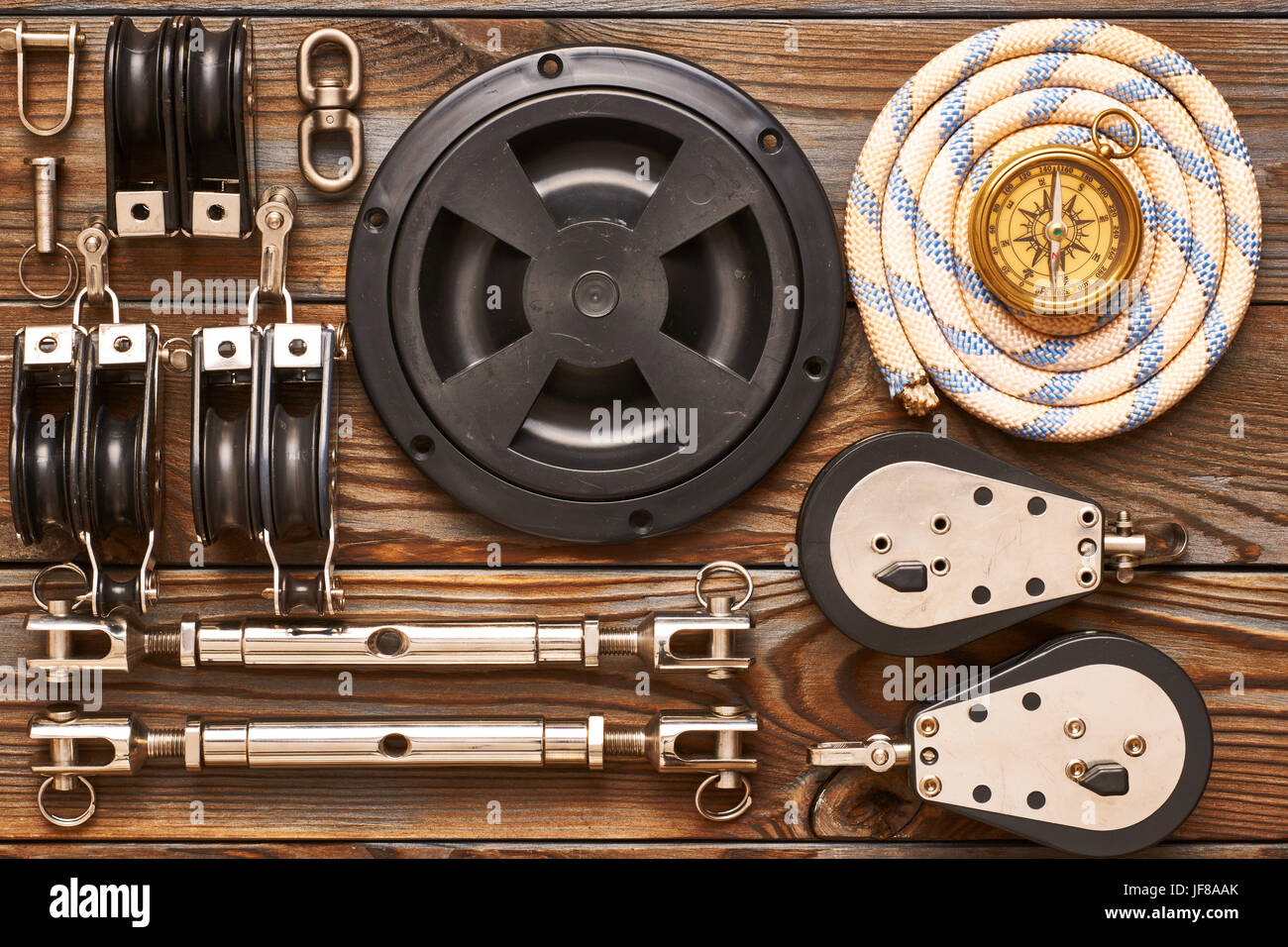 Sailing yacht rigging equipment Stock Photo - Alamy