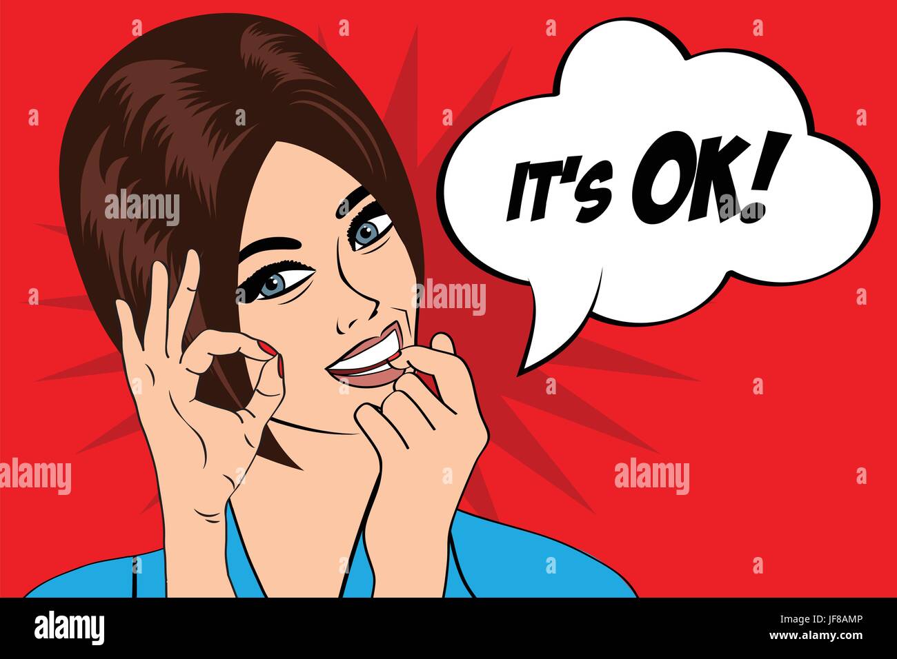 cute retro woman in comics style with message Stock Vector Image & Art ...