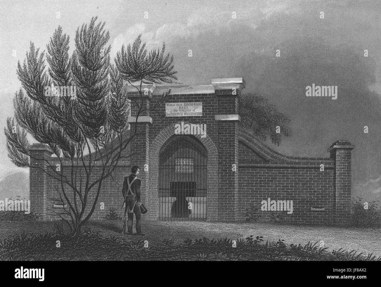 Engraving of the tomb of George Washington, the first President of the ...