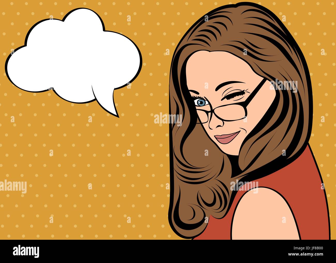 cute retro woman in comics style with message Stock Vector Image & Art ...