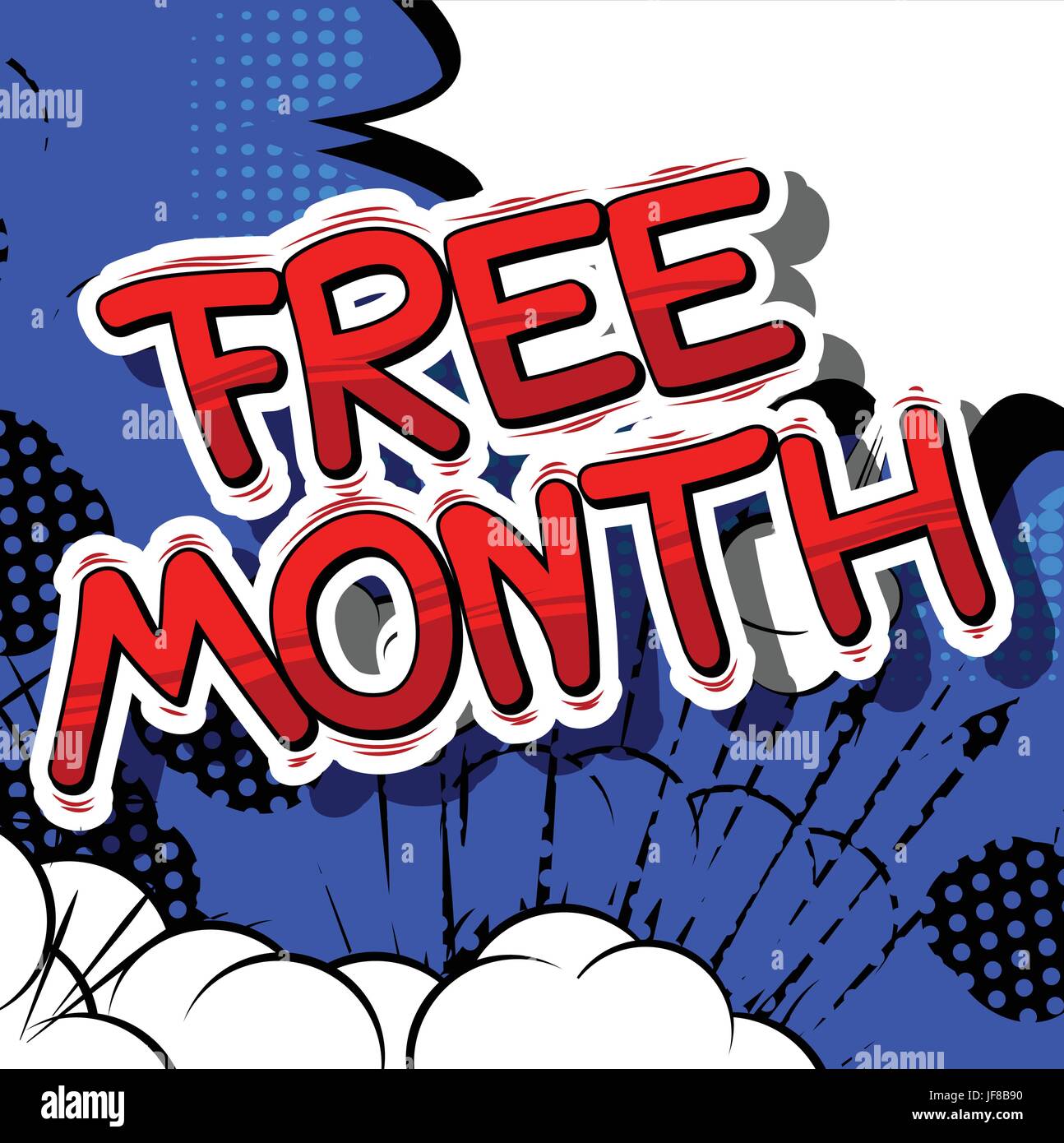 Free Month - Comic book style phrase on abstract background Stock ...