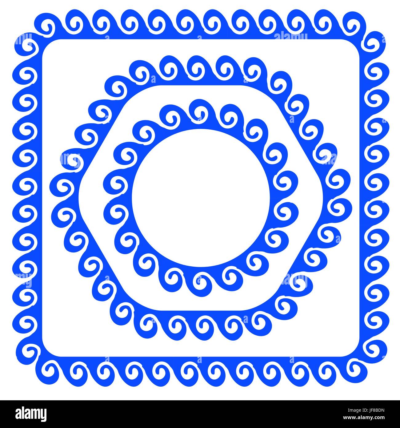 Set of Blue Frames Isolated on White Background Stock Vector Image ...