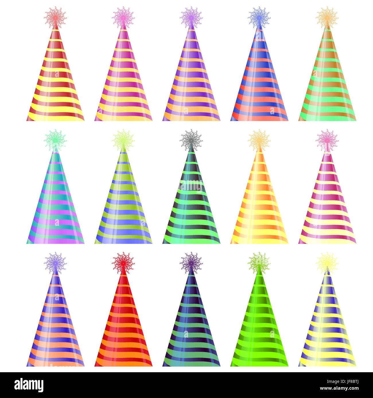 Set of Colorful Party Hats Isolated on White Background Stock Vector ...