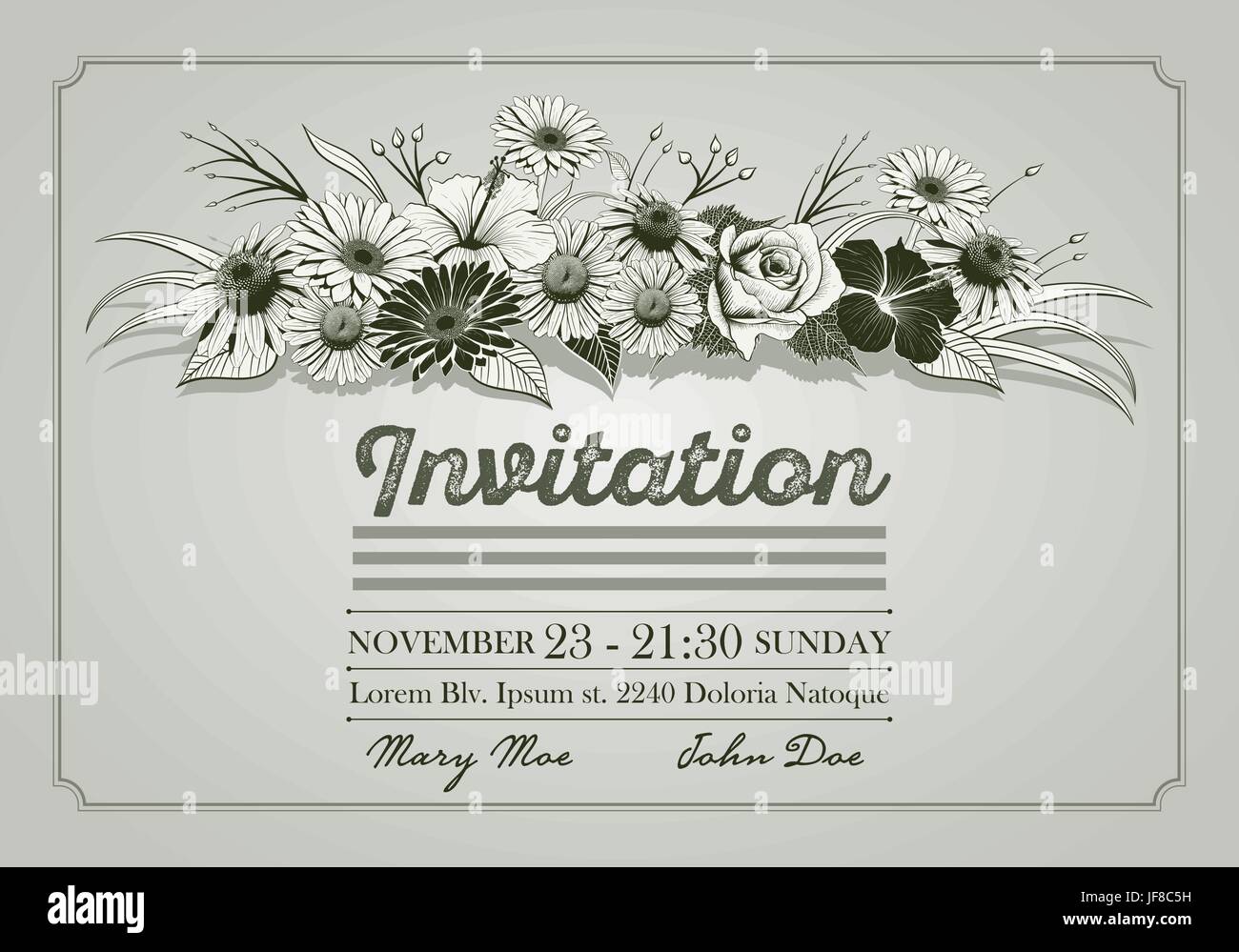 Hand drawn Flower Invitation Stock Vector Image & Art - Alamy