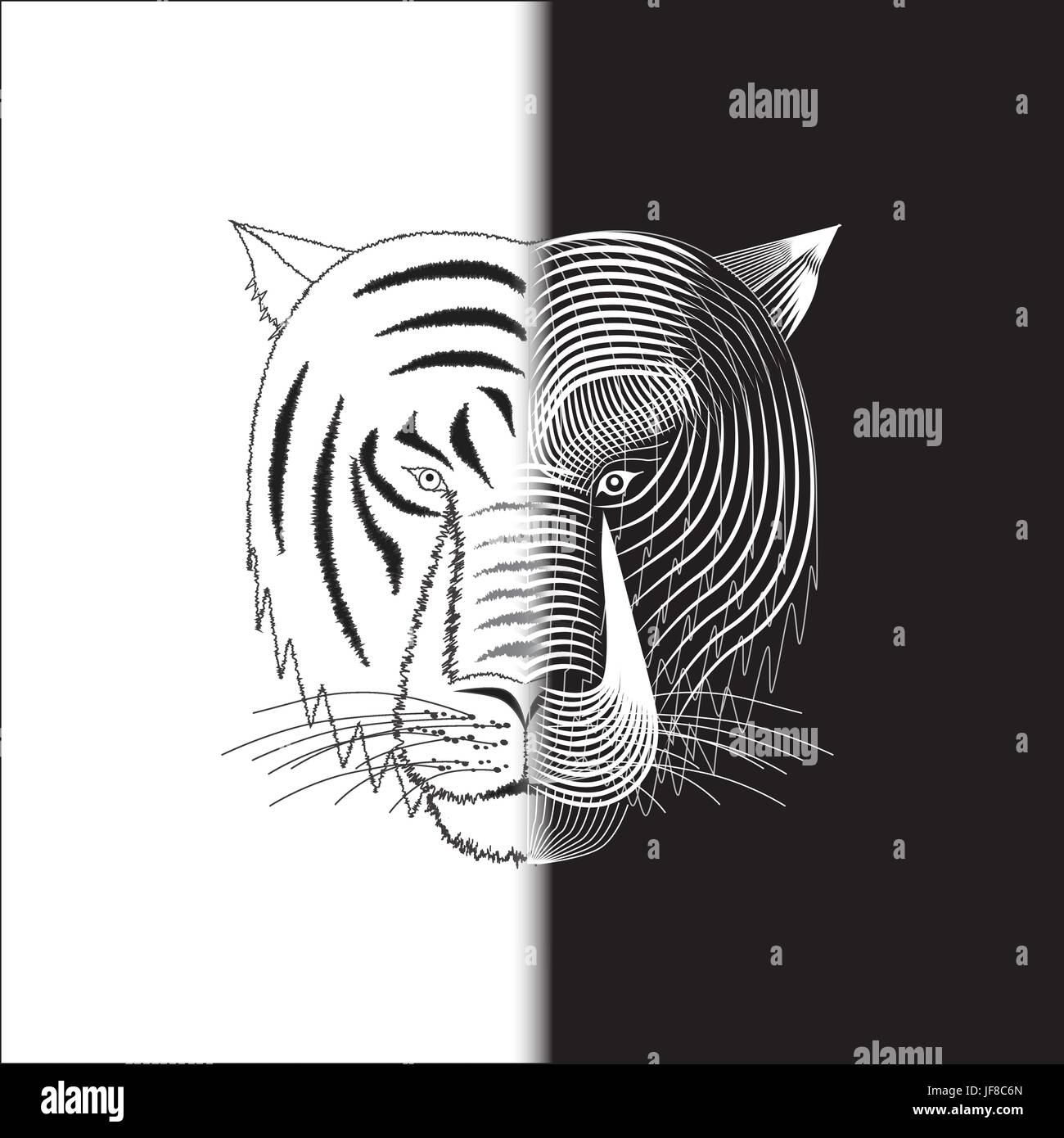 Tiger half face Stock Vector Image & Art - Alamy