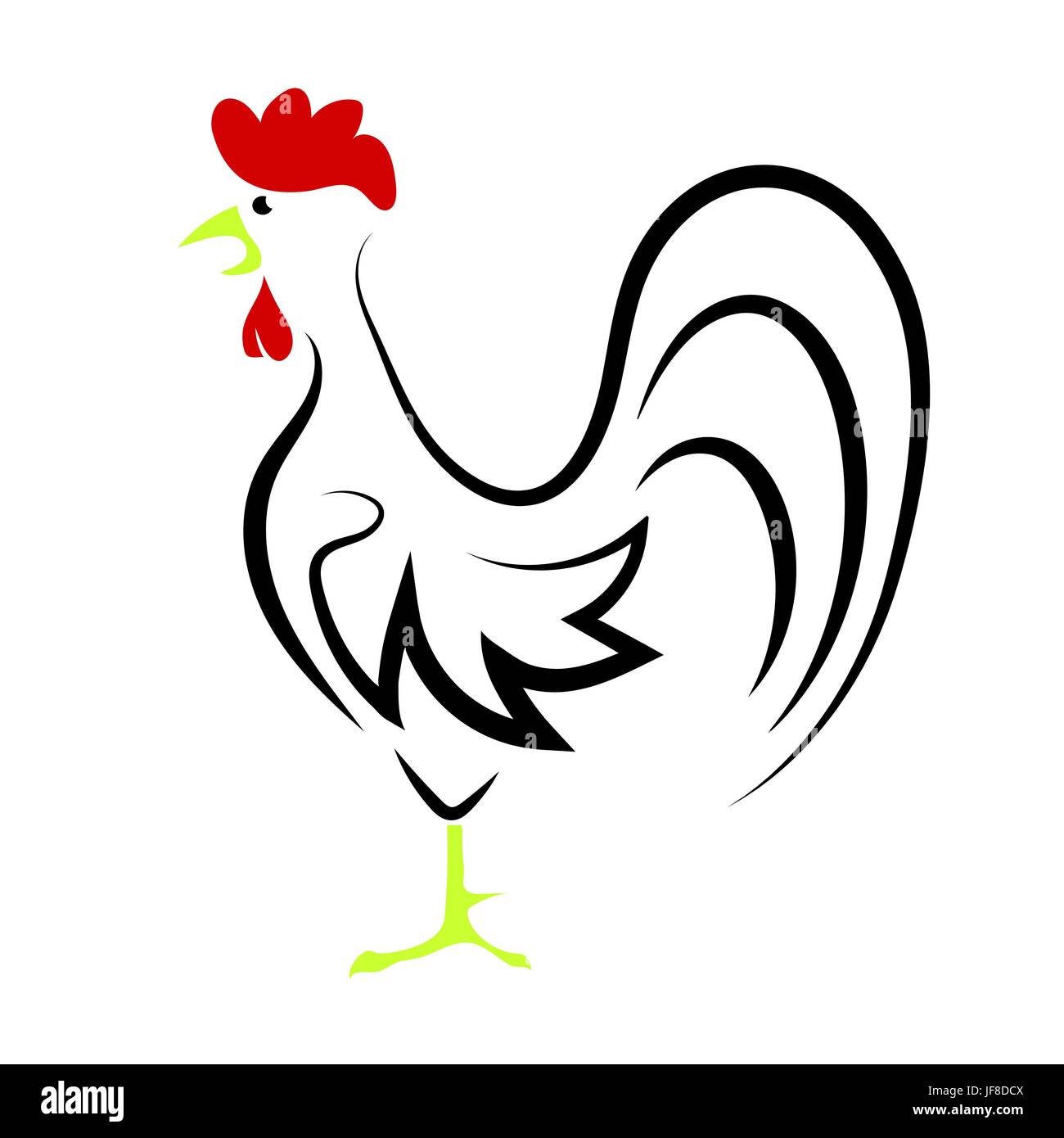Cartoon Rooster Isolated on White Background for Your Design Stock ...