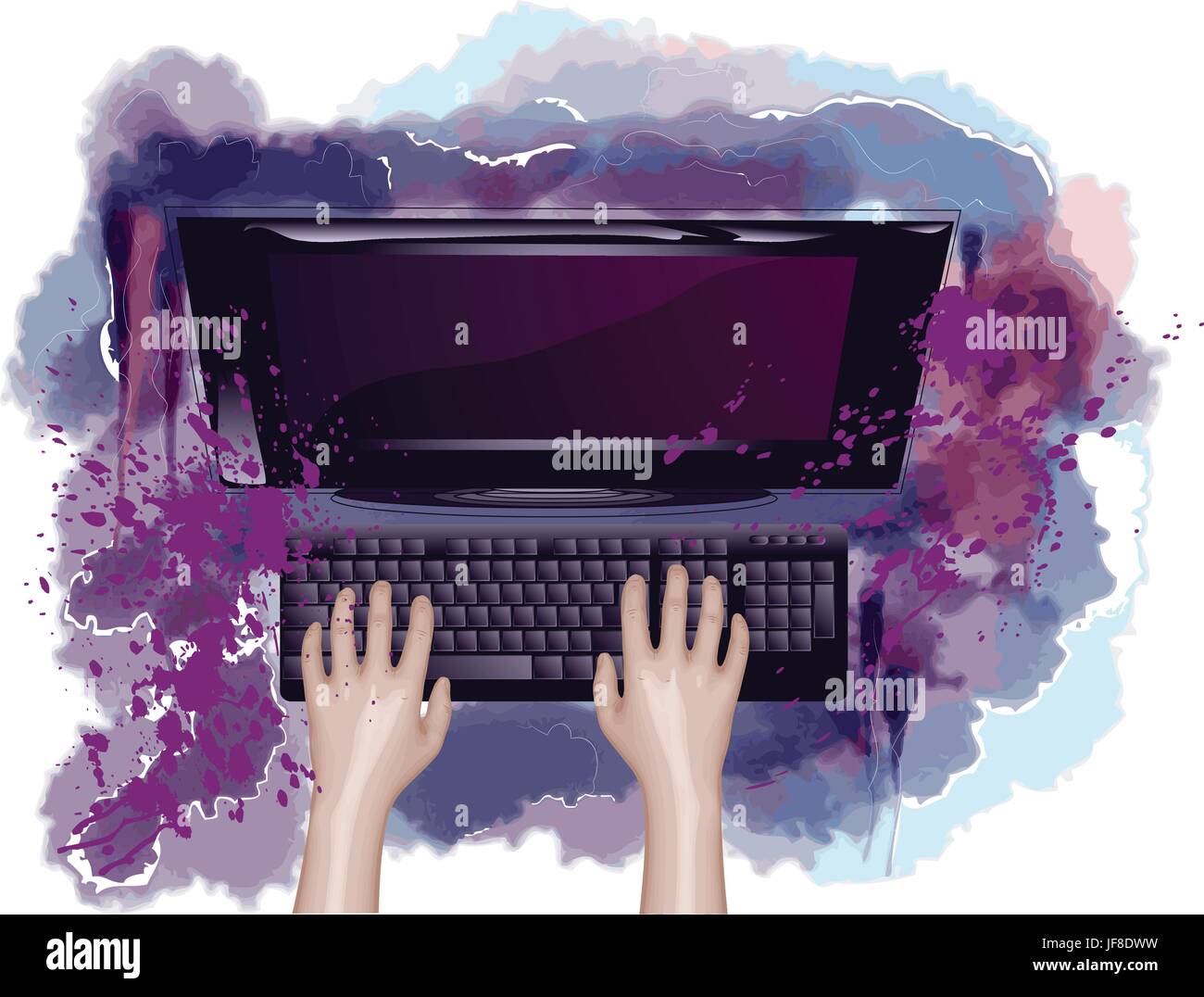 computer and hands Stock Vector Image & Art - Alamy
