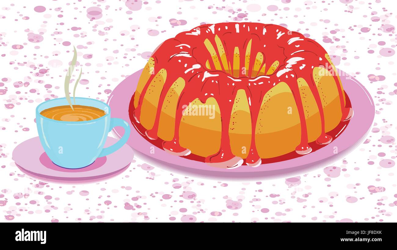 Breakfast cake cup tea Stock Vector Images - Alamy