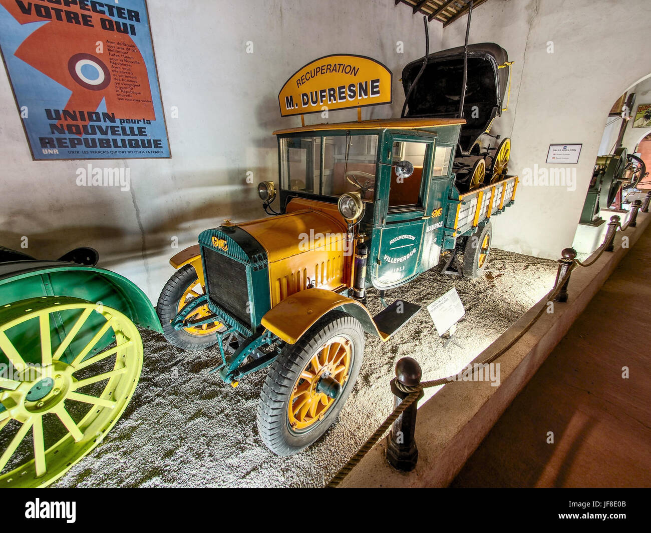 The GMC truck and its mounted coach vehicle on display at the Musée ...