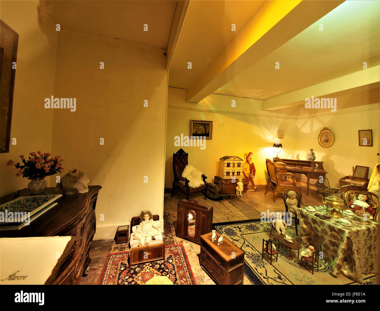 The interior of Château d'Ussé, a historic French castle, is known for ...