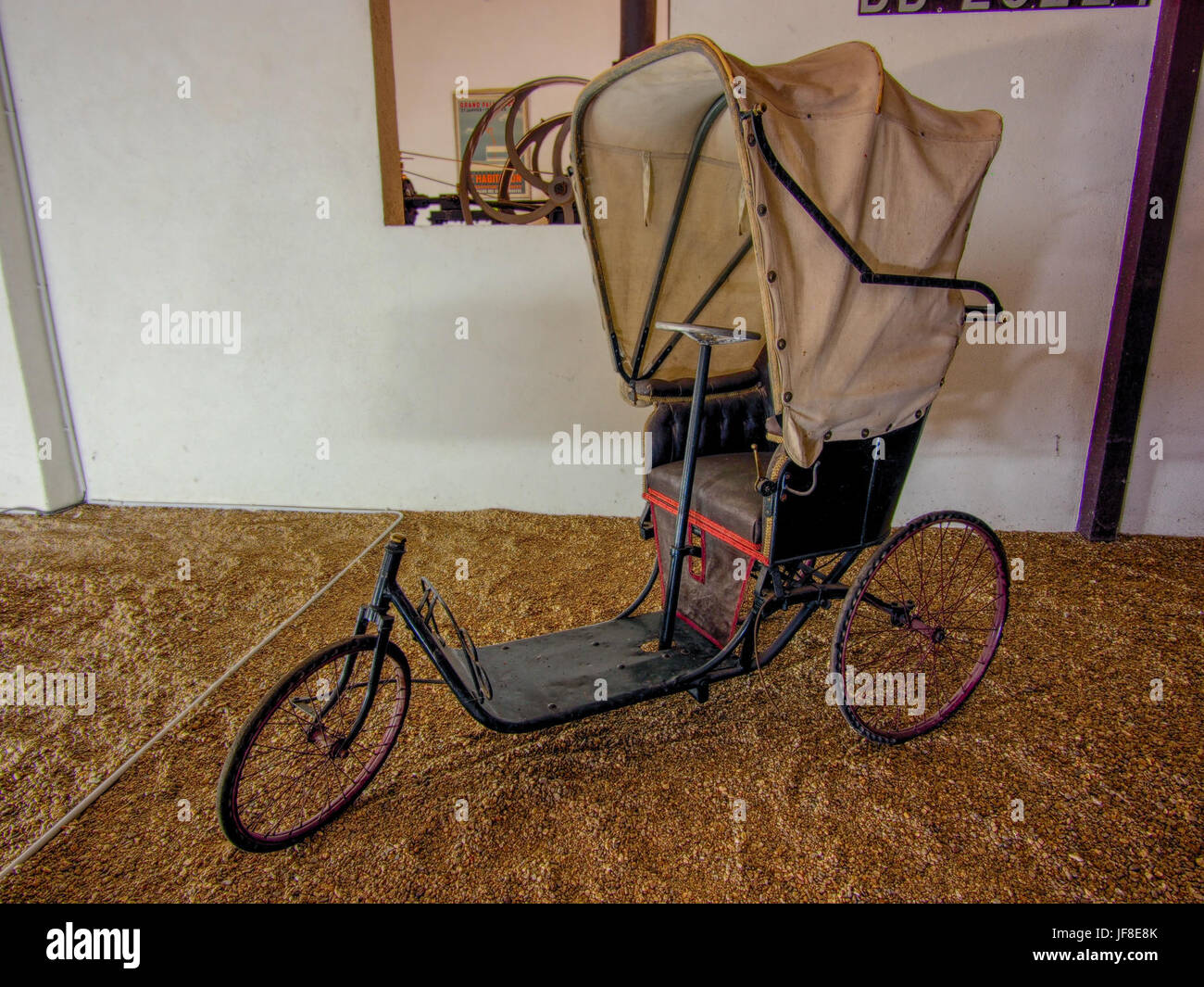 The Voiturette Pousse Pousse, a historical French vehicle displayed at ...