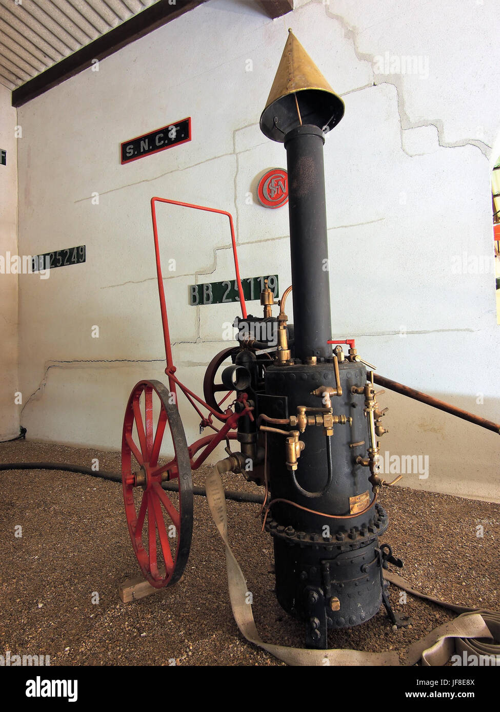 The 1925 English steam fire pump, located at the Maurice Dufresne ...