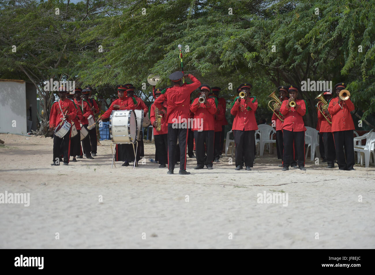 A band from the Somali National Army performs during Africa Day ...