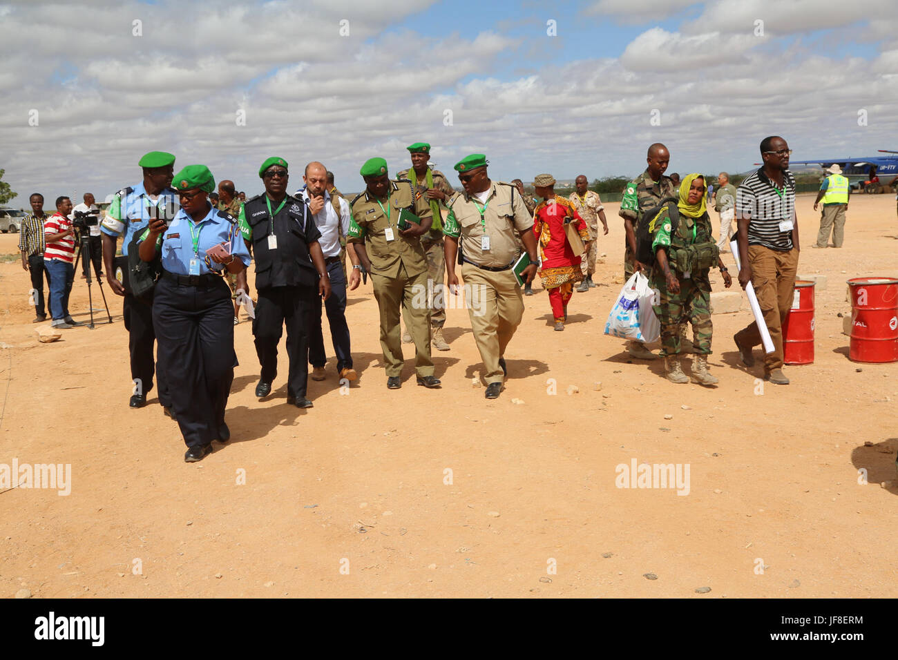 AMISOM police delegation arrives in Beledweyne in June 2017 to assess ...