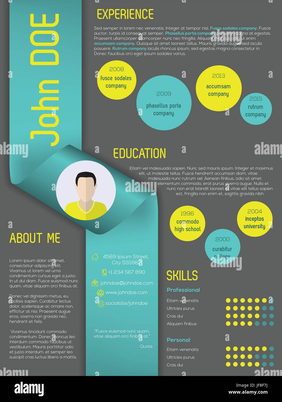 Modern curriculum vitae resume template with ribbon Stock Vector Image ...