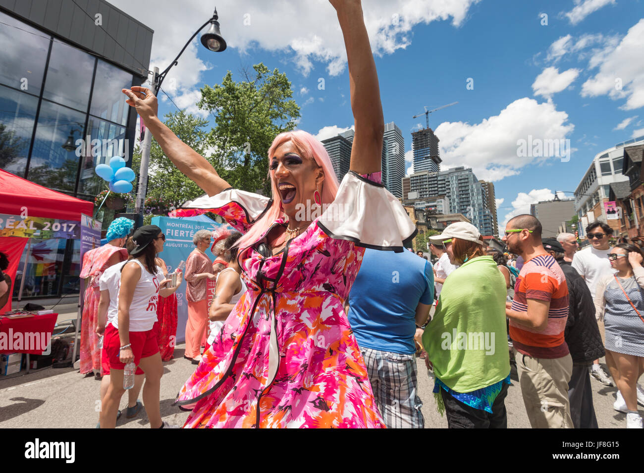Toronto, Canada - 25 June 2017: Drag queen dancing on Church street in ...