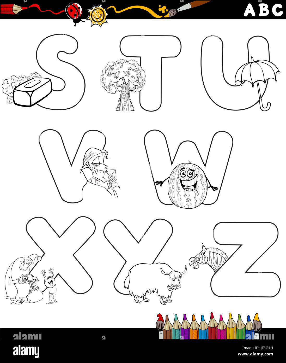 cartoon alphabet for coloring book Stock Vector Image & Art - Alamy
