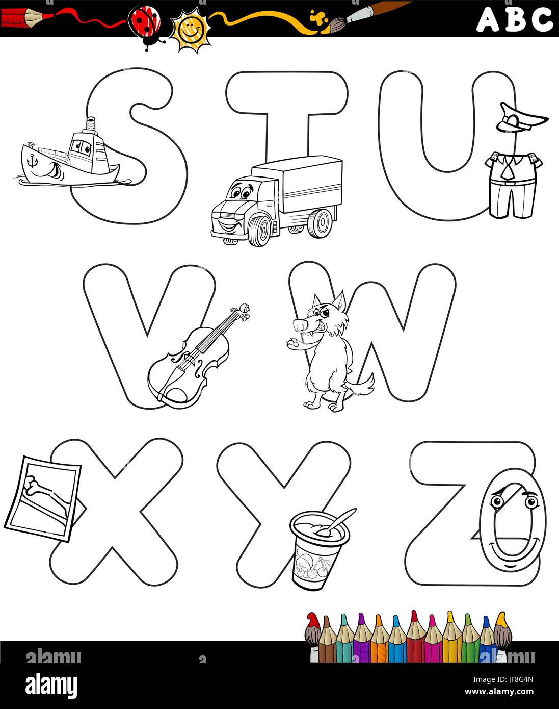 cartoon alphabet coloring page Stock Vector Image & Art - Alamy