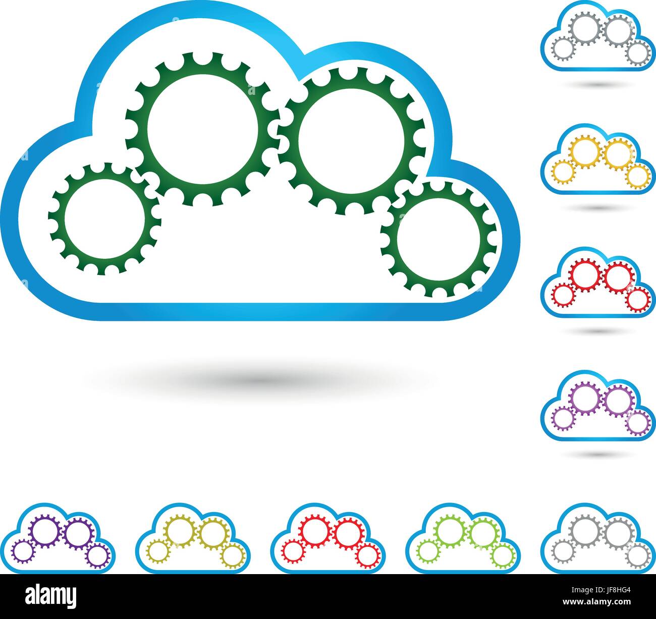 cloud, gear wheels, computing, database, attendances, international ...