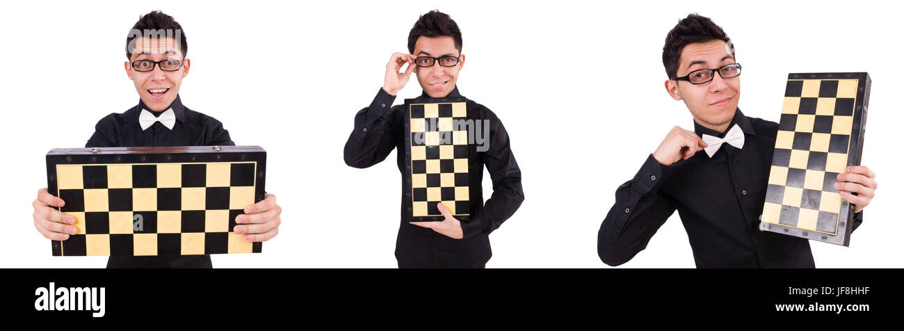 Funny chess player isolated on white Stock Photo - Alamy