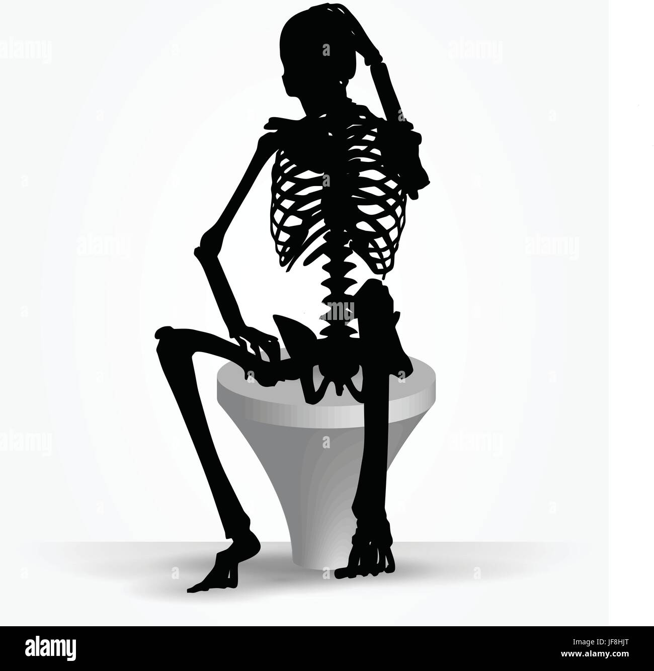 skeleton silhouette in thinking pose Stock Vector Image & Art - Alamy