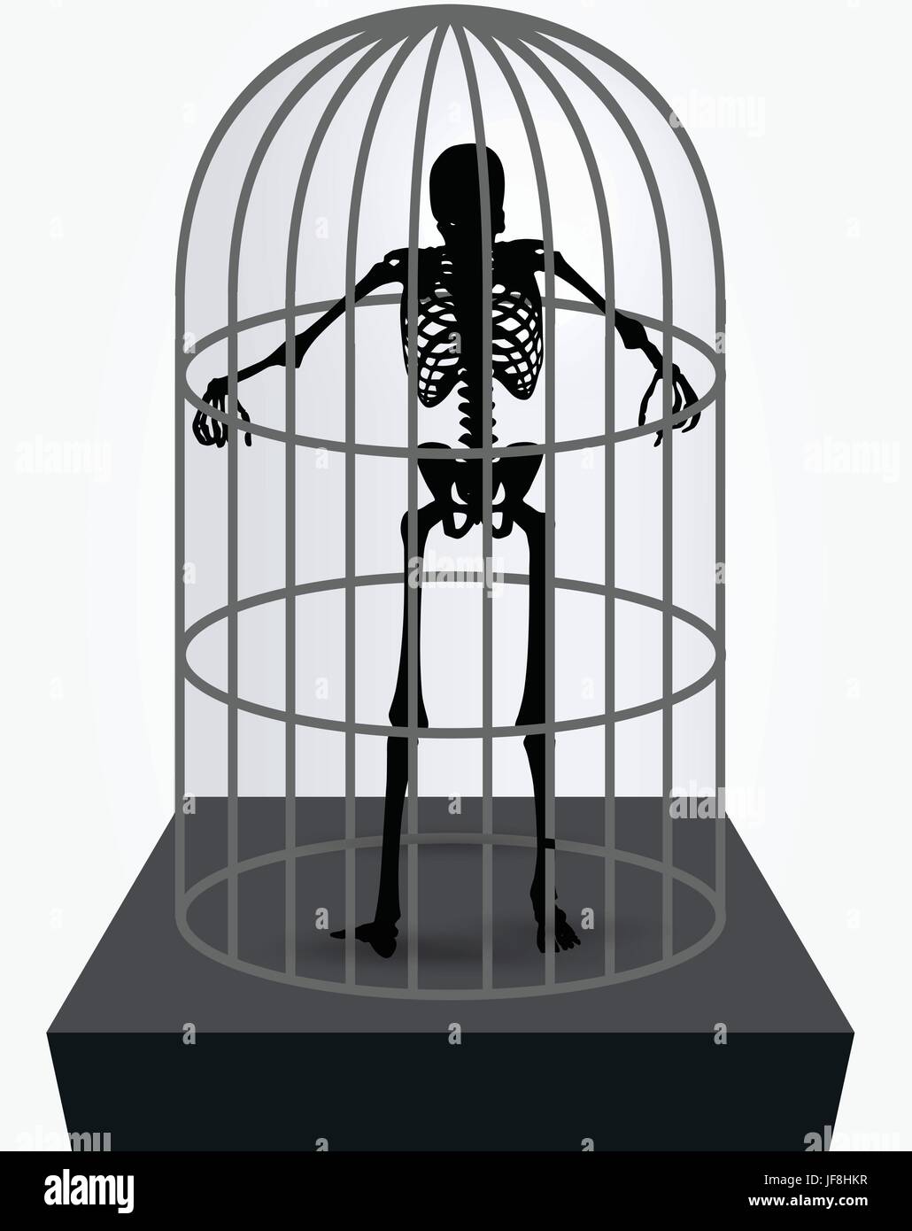 skeleton silhouette in standing in cage Stock Vector Image & Art - Alamy