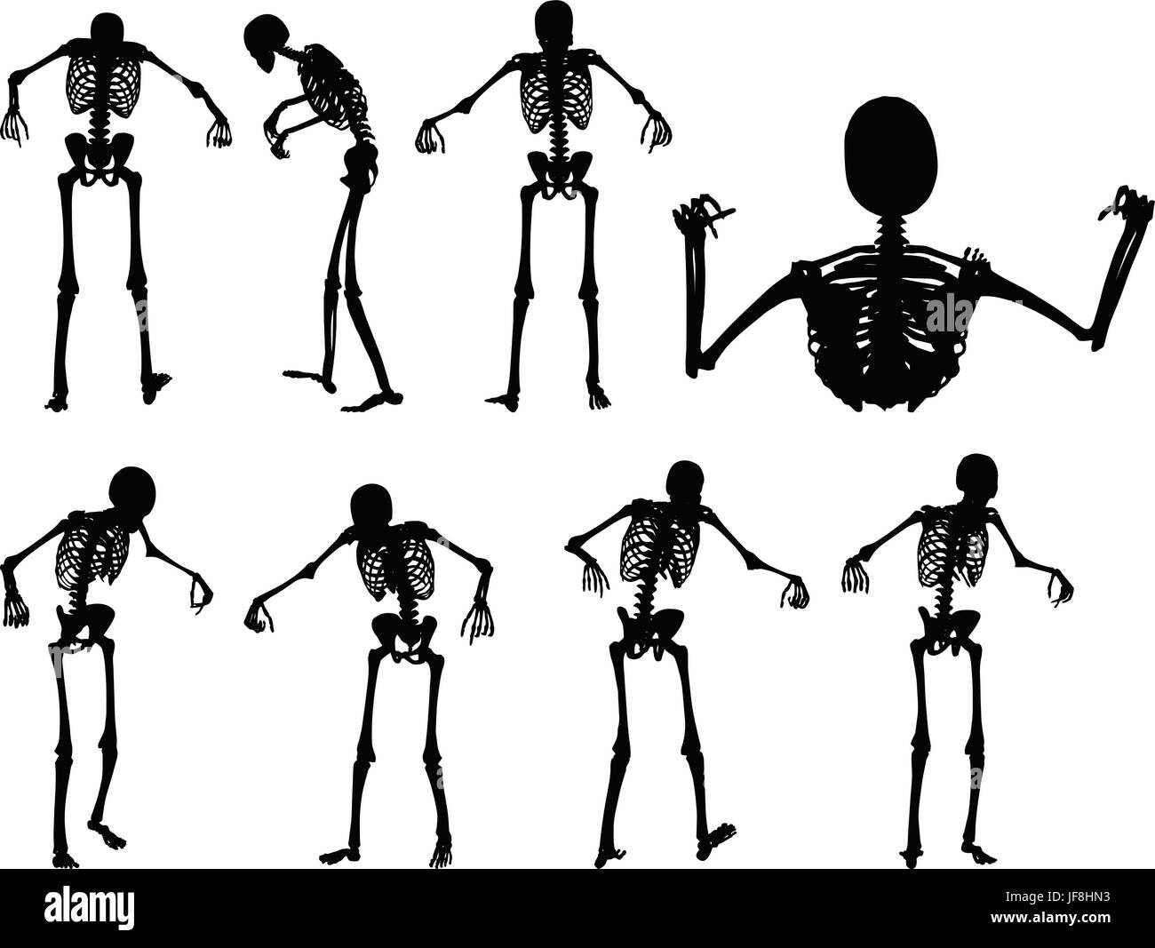 skeleton silhouette in standing in cage Stock Vector Image & Art - Alamy