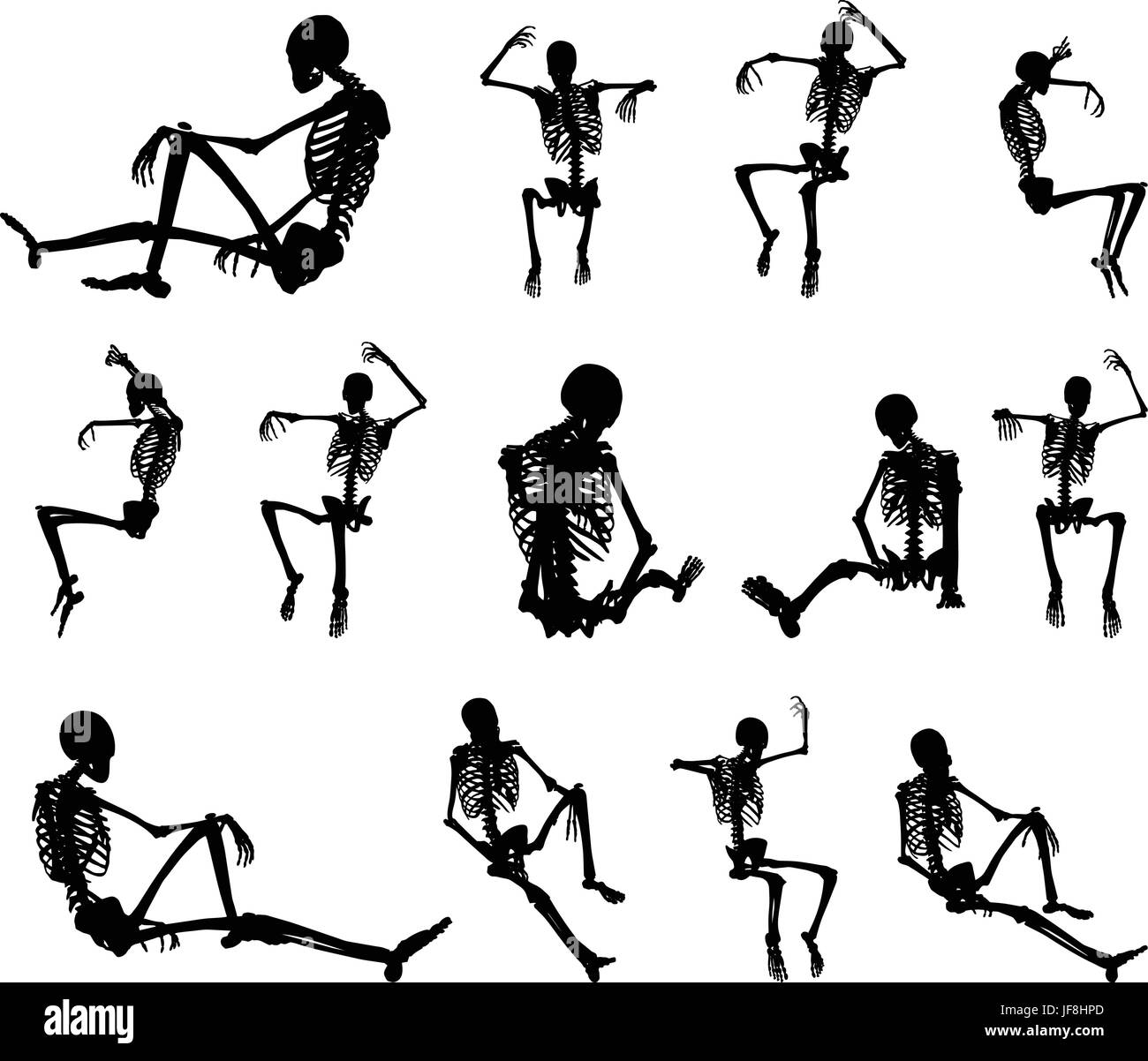 Sitting skeleton on black background Stock Vector Images - Alamy