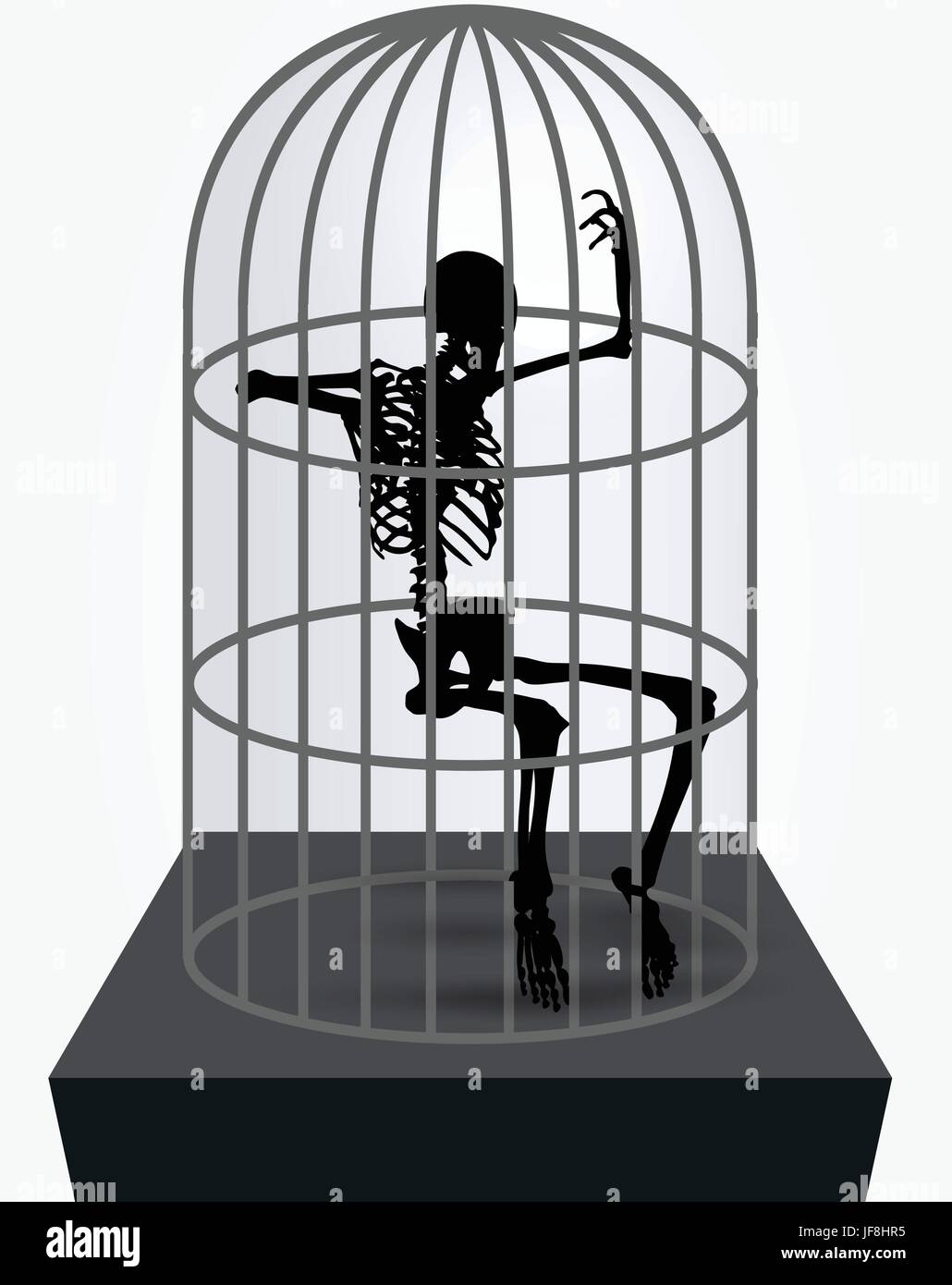 skeleton silhouette in sitting in cage Stock Vector Image & Art - Alamy