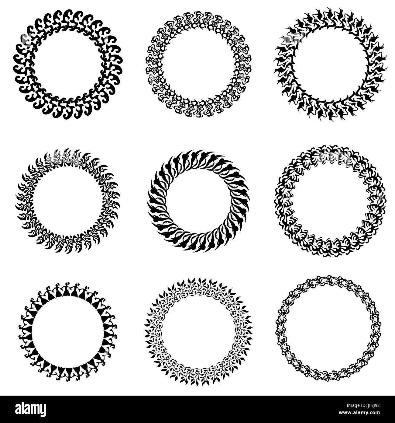 Set of Decorative Circle Frames Isolated on White Backgrond Stock ...