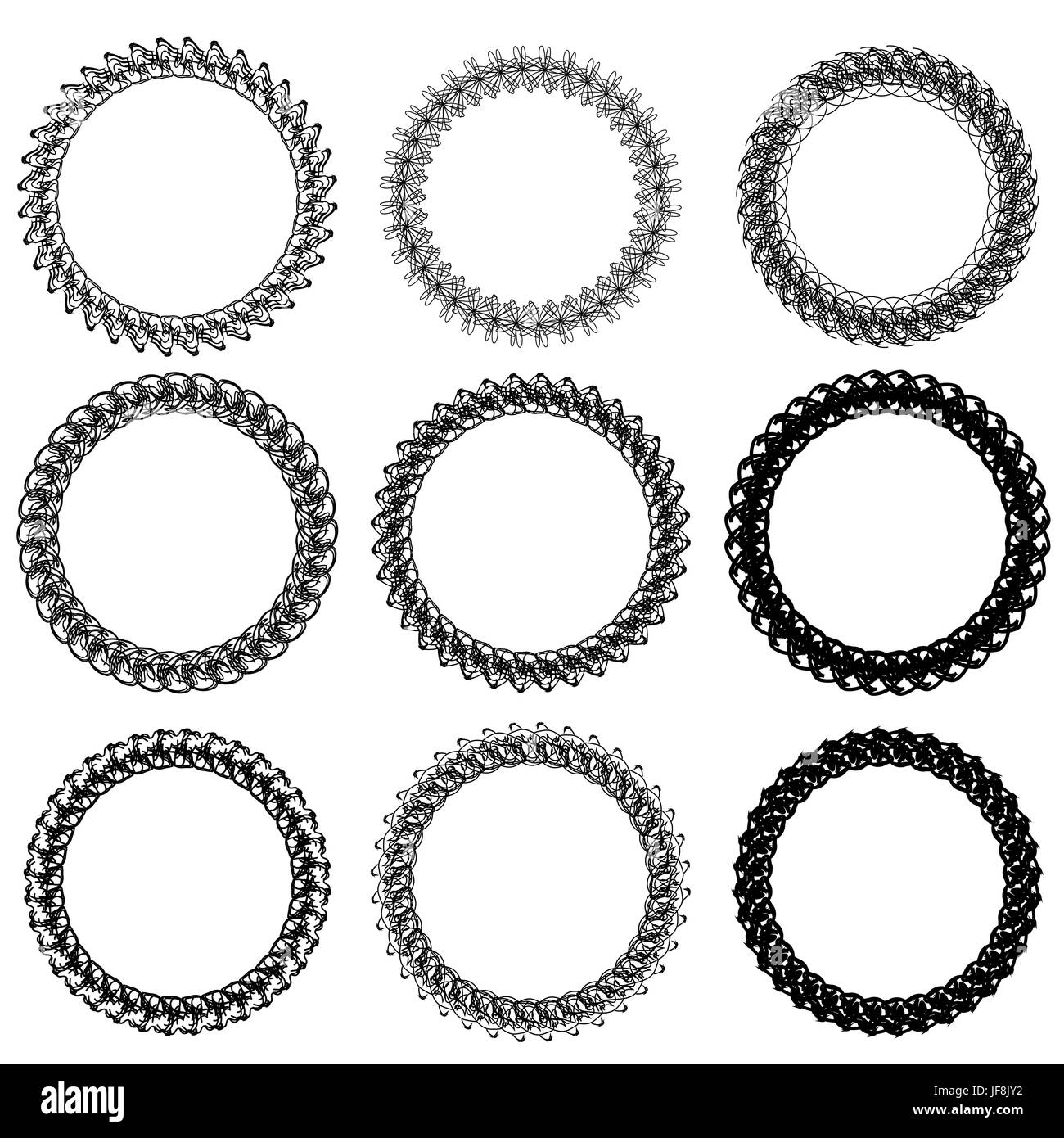 Set of Decorative Circle Frames Isolated on White Backgrond Stock ...