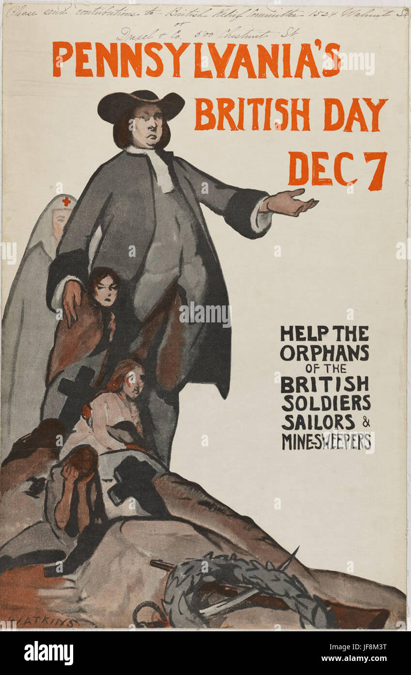Pennsylvania's British Day, captured during World War I, a vintage ...