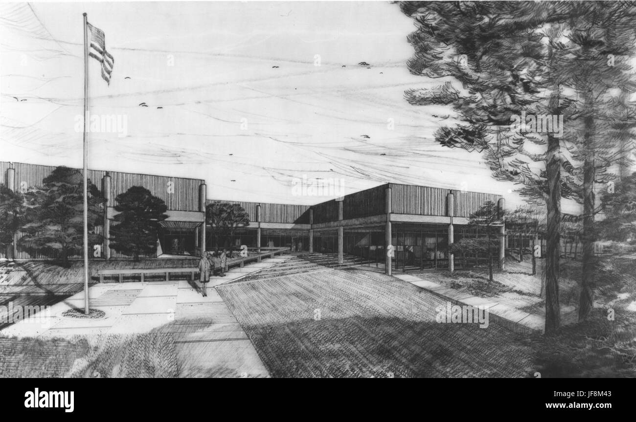 A photograph of the sketch of the Federal Archives and Records Center ...