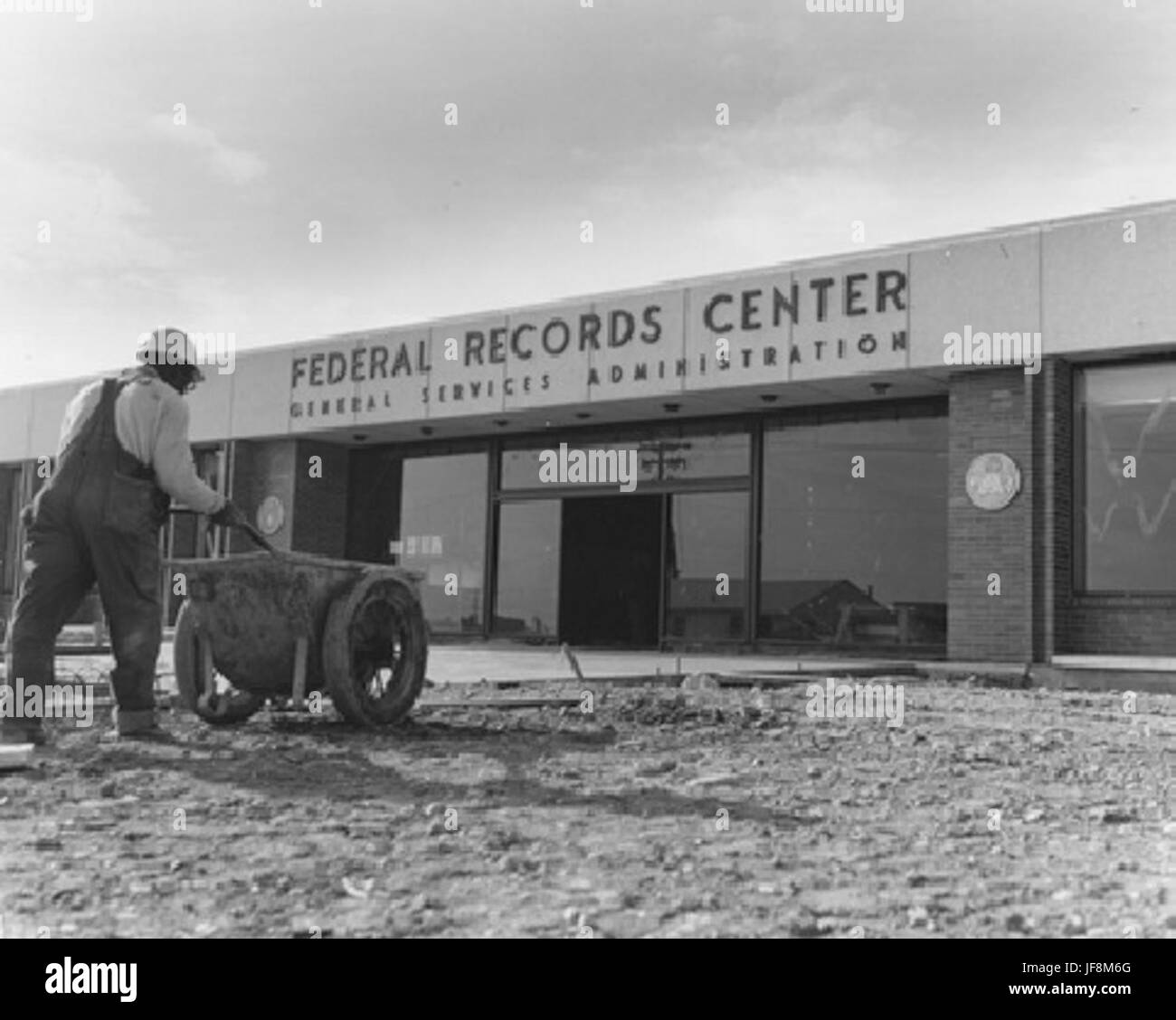 A historic photograph of the Federal Records Center located in Suitland ...