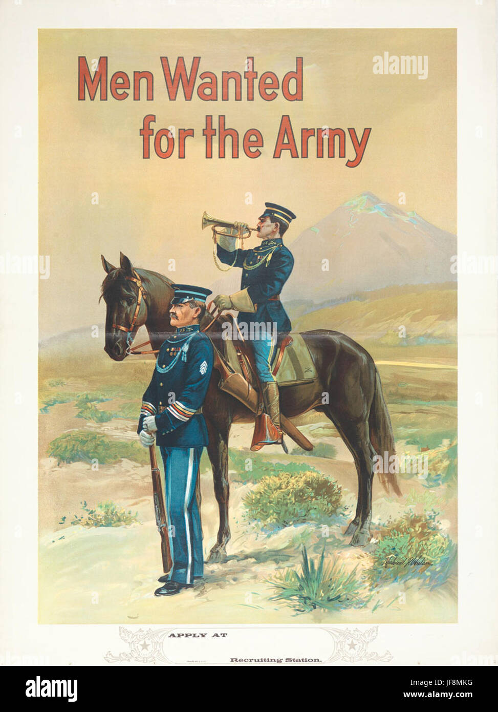 A historic recruitment poster for the army calling for mounted officers ...