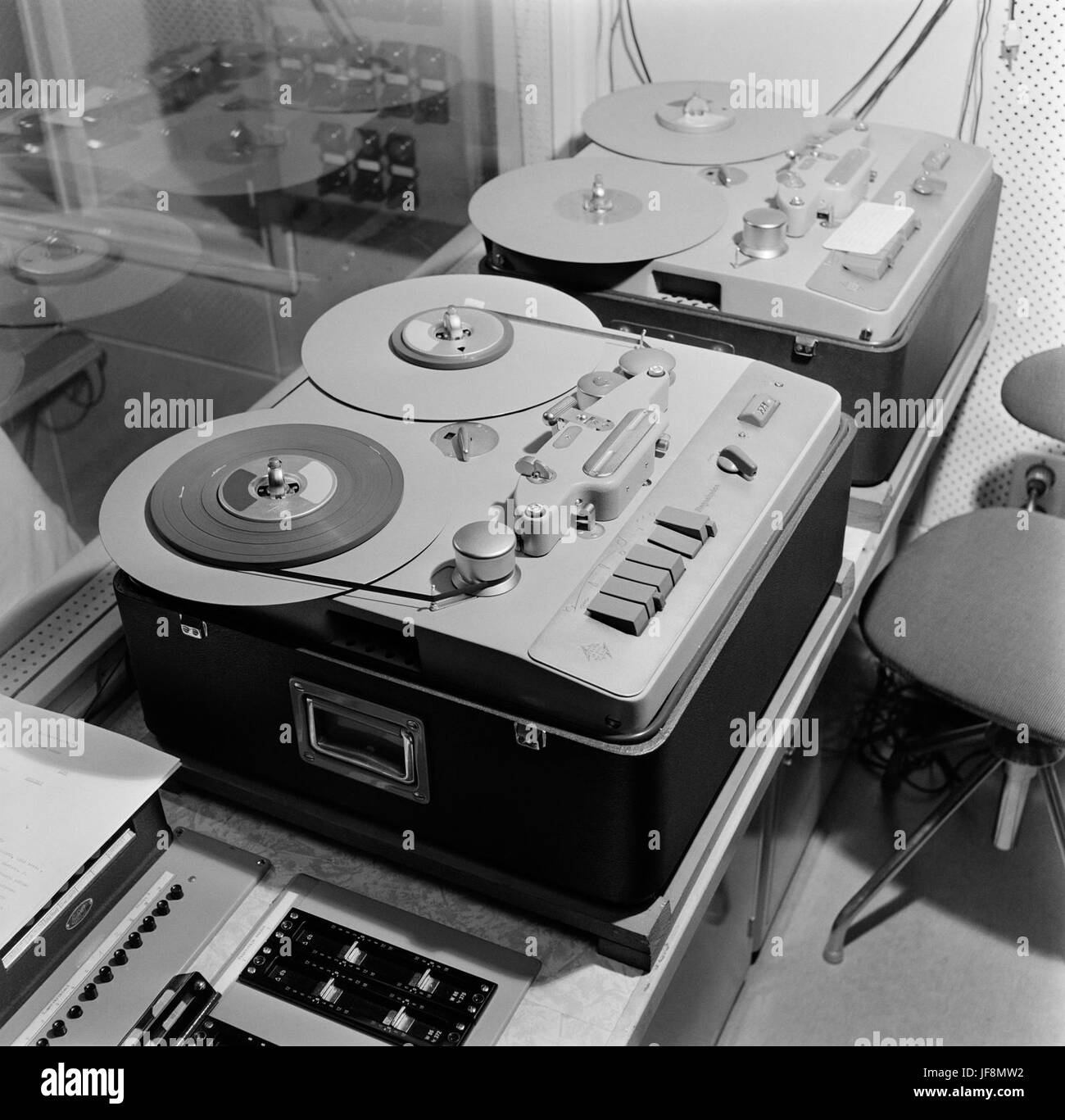 Two tape recorders in the television studio control room, 1958 ...