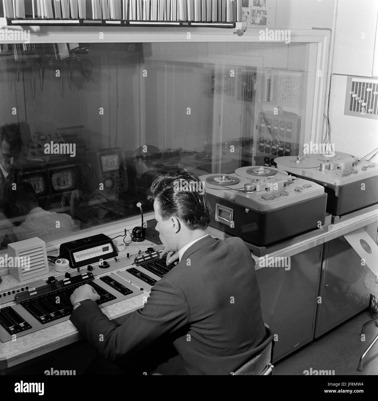 Television studio control room Black and White Stock Photos & Images ...
