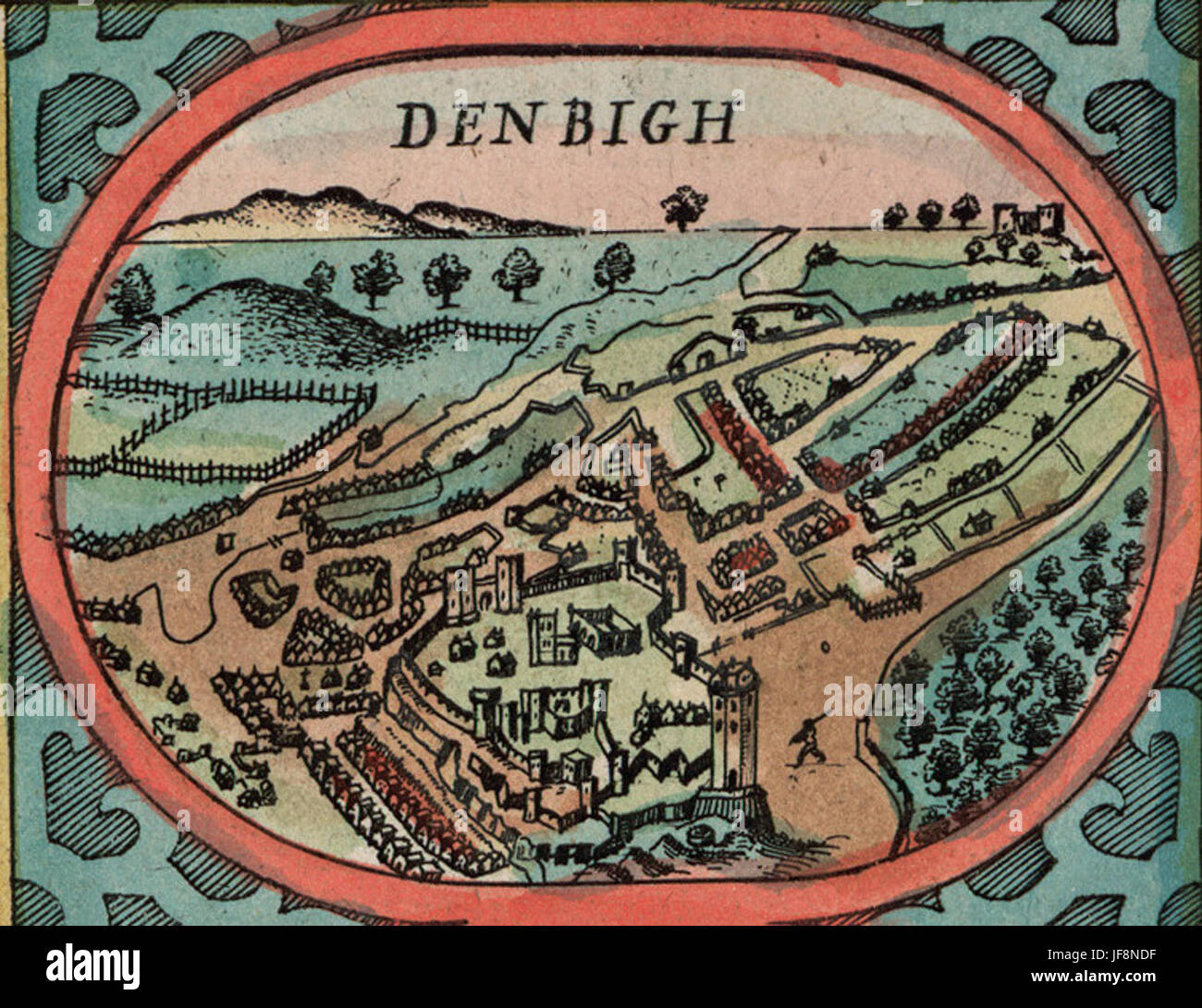 John Speed, historical map, Denbigh, Wales, cartography, vintage map ...