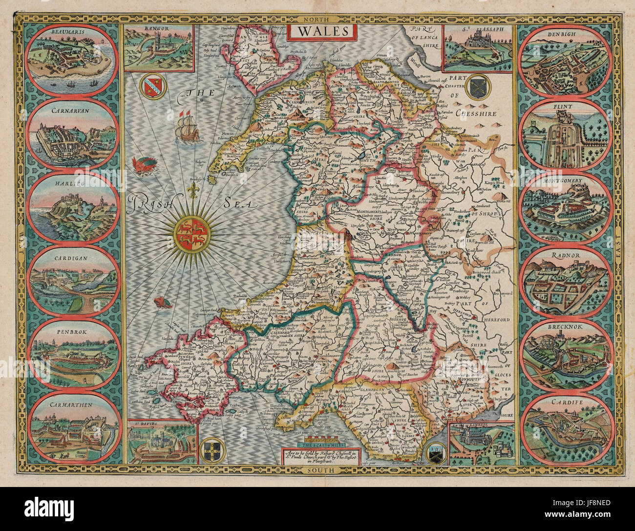 A detailed map of Wales by John Speed, produced in the early 17th ...
