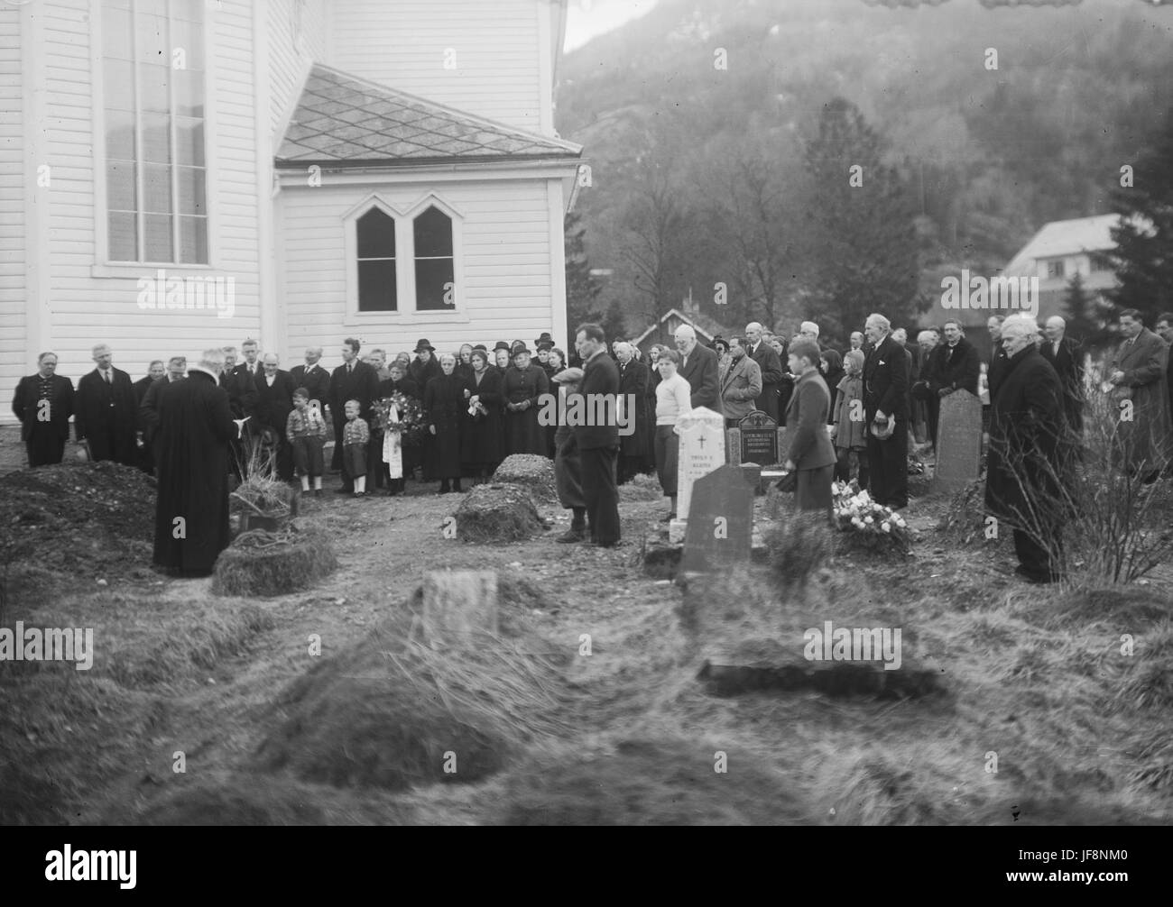 Funeral, ca 1930-1944, a depiction of a historic Norwegian funeral ...