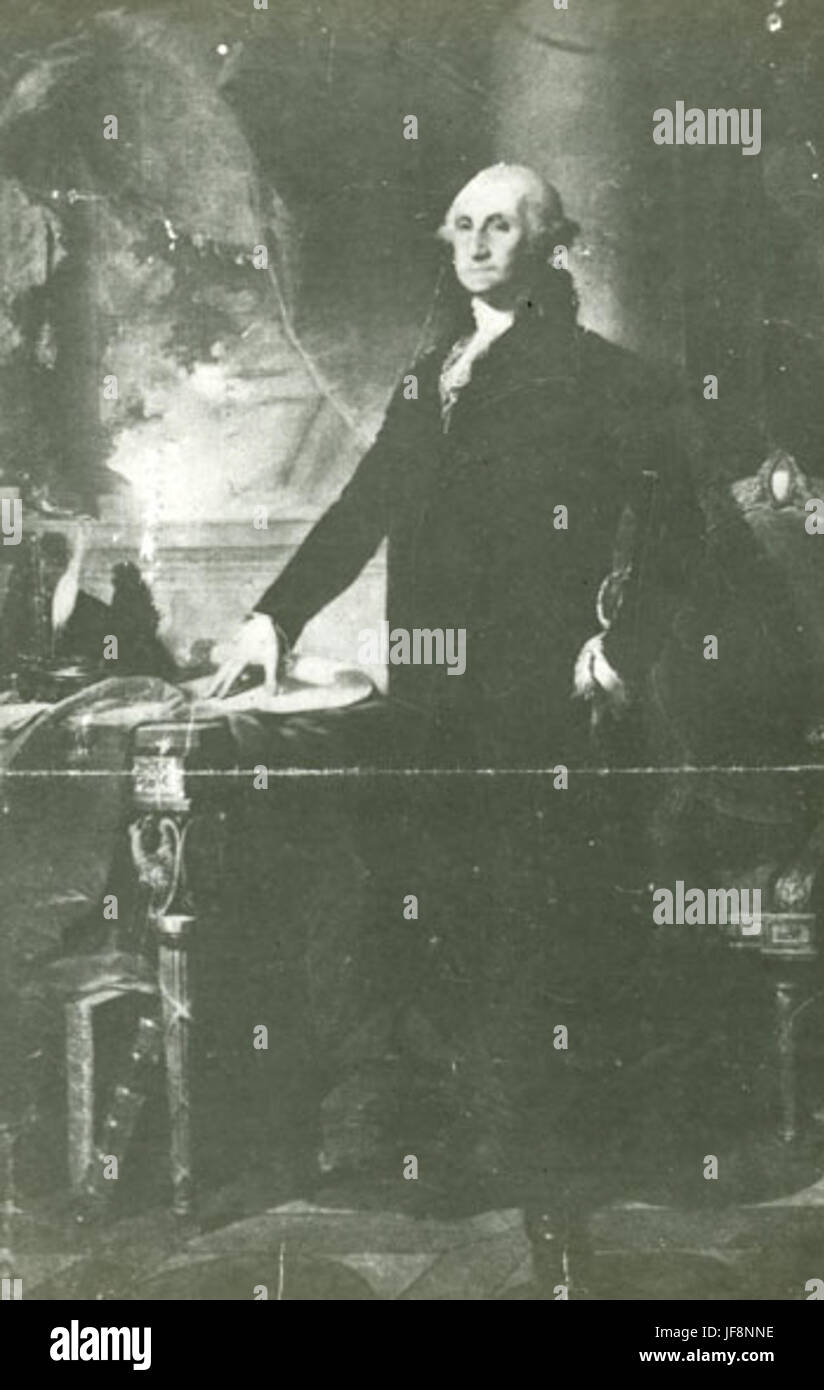 A portrait or historical image featuring George Washington, the first ...